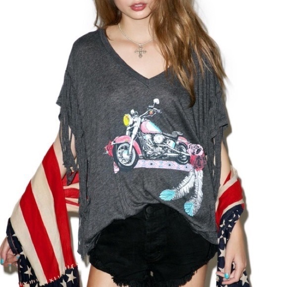 Wildfox | Tops | Wildfox Wild West Born To Be Bad Fringe Motorcycle ...